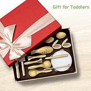 Ehome Musical Instruments for Toddlers 1-3, Wooden Percussion Kids Instruments, Musical Toys for Kids, Baby Musical Instruments for Boys Girls Birthday Gifts with Storage Bag