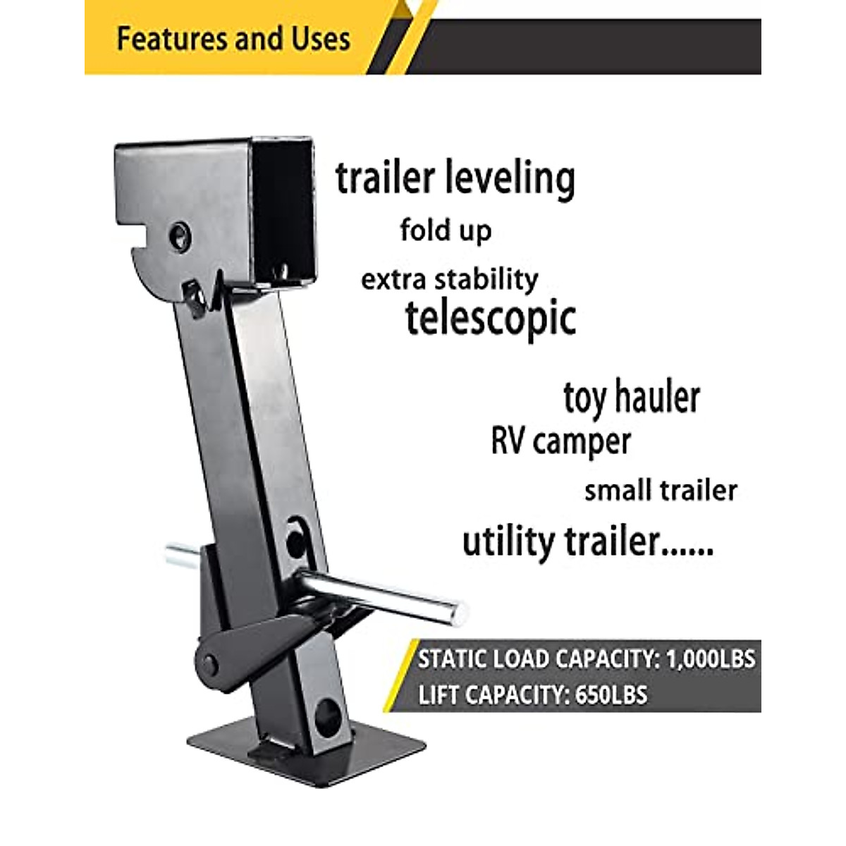 Pair of Trailer Stabilizer Jacks Telescoping RV Camper Accessories for Travel 450kg(1000 Lbs) Capacity Each, 11.5"-18"