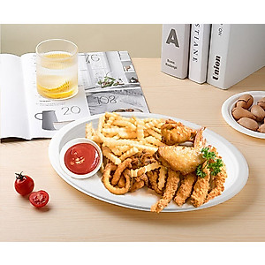 Elsjoy 90 Pack Compostable Oval Paper Plates, 12.5 Inch Sugarcane Dinner Plates, Large Disposable Plates Biodegradable Platters, for Restaurant, BBQ, Parties, Breakfast, Microwave Safe