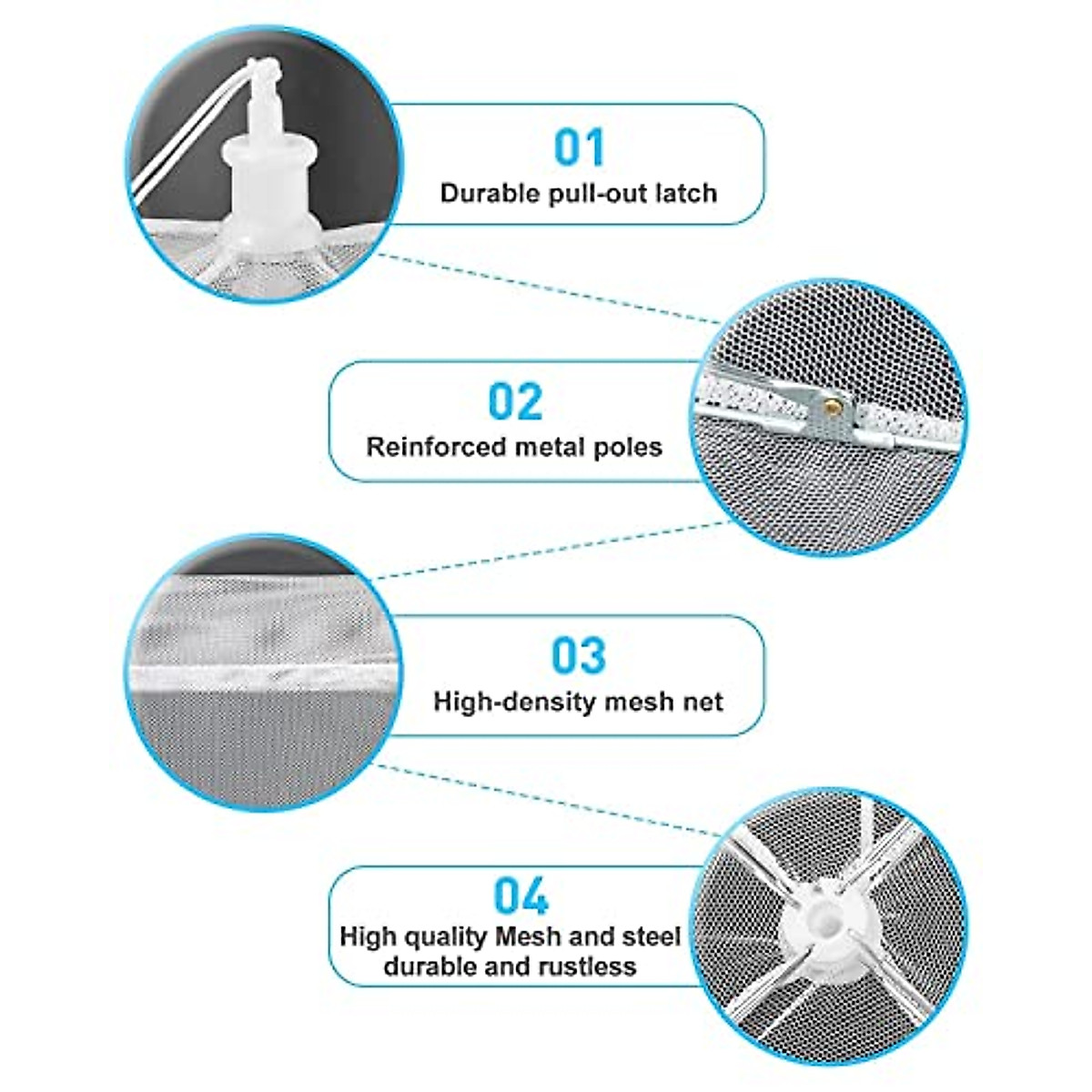 Comforer 4 Pack Food Cover Mesh Food Tent, 2 * 17 Inches and 2 * 14 Inches, Pop-Up Umbrella Screen Tents, Collapsible and Reusable Patio Net for BBQ, Picnics, Parties, Camping, Outdoor