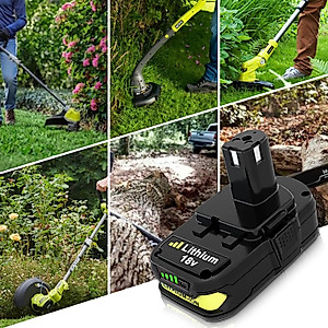 Enermall 2-Pack 3000mAh 18V P102 P108 Li-ion Replacement Battery for Ryobi 18 Volt Lithium-ion Plus Max P103 P105 P107 P109 P104 Compatible with 18Volt Power Cordless Tools