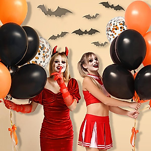 Halloween Balloons Black Orange Balloons, 60Pcs 12inch Latex Orange Black Balloon and Confetti Balloon for Halloween Birthday Party Decorations Anniversary Graduation Decoration
