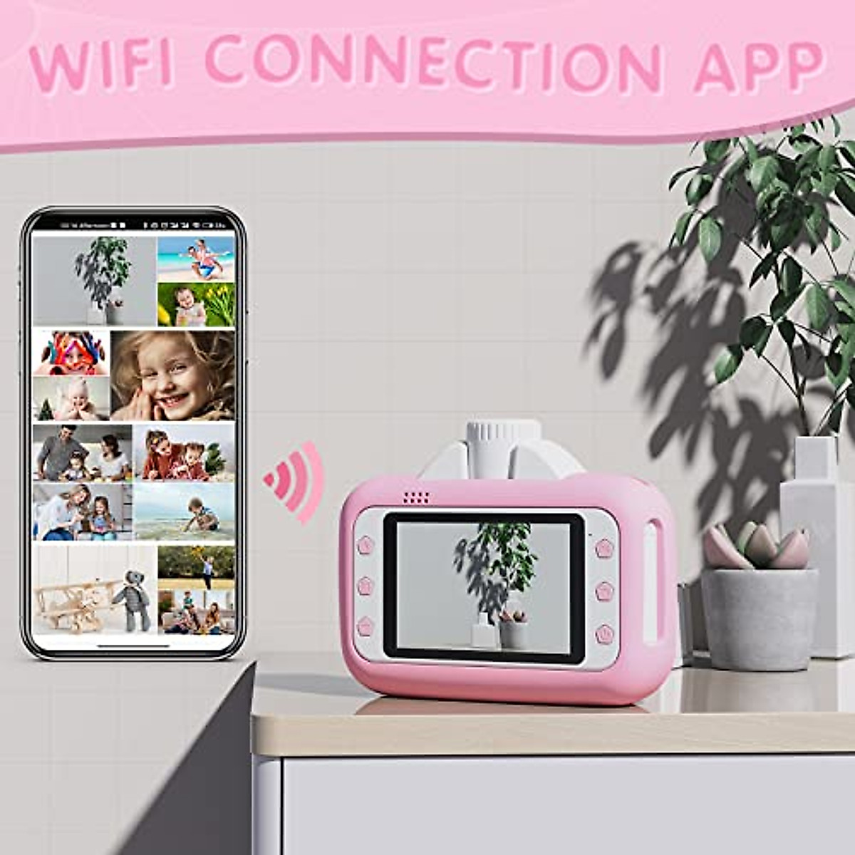 Barchrons Instant Print Digital Kids Camera 3.5 inch Large Screen 1080P Rechargeable Kids Camera for Girls Video Camera with 32G SD Card Gift for 6-12 Years Old