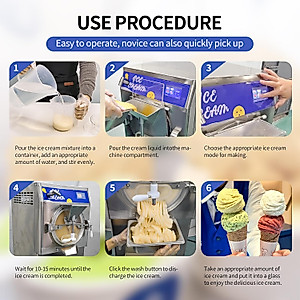 Mvckyi Commercial Hard Ice Cream Machine with faucet, 60L/H Gelato Hard Serve Ice Cream Maker with Digital Control Panel, Frozen Fruit Yogurt Batch Freezer for Restaurant Snack Bar Cafe, 3000W