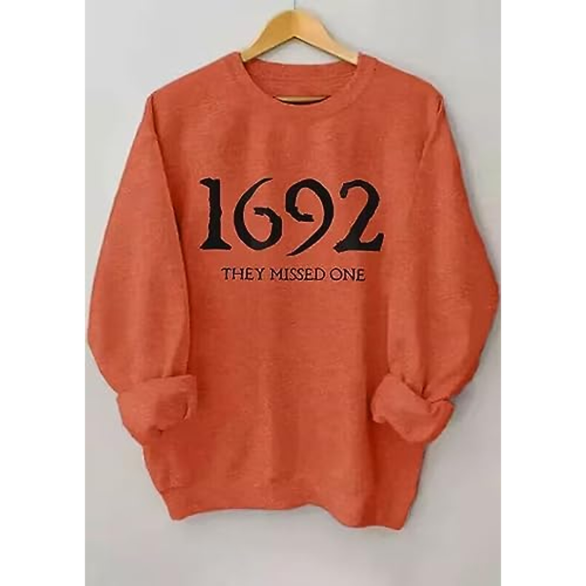 VKEGNIO 1692 They Missed One Halloween Sweatshirt For Women Witch Halloween Shirts Casual Long Sleeve Witch Gift Pullover Tops (Large, Orange)