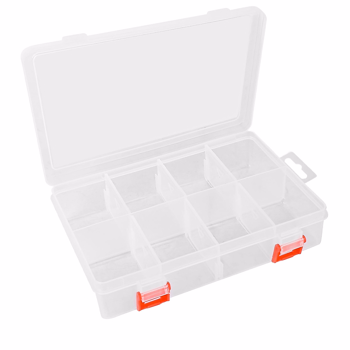 Macroclo 8 Grids Bead Craft Organizers, Small Clear Plastic Storage Box with Removable Dividers Tackle Box Organizer, Compartment Organizer for Jewelry, Tackle, Food Safe Pantry Container.