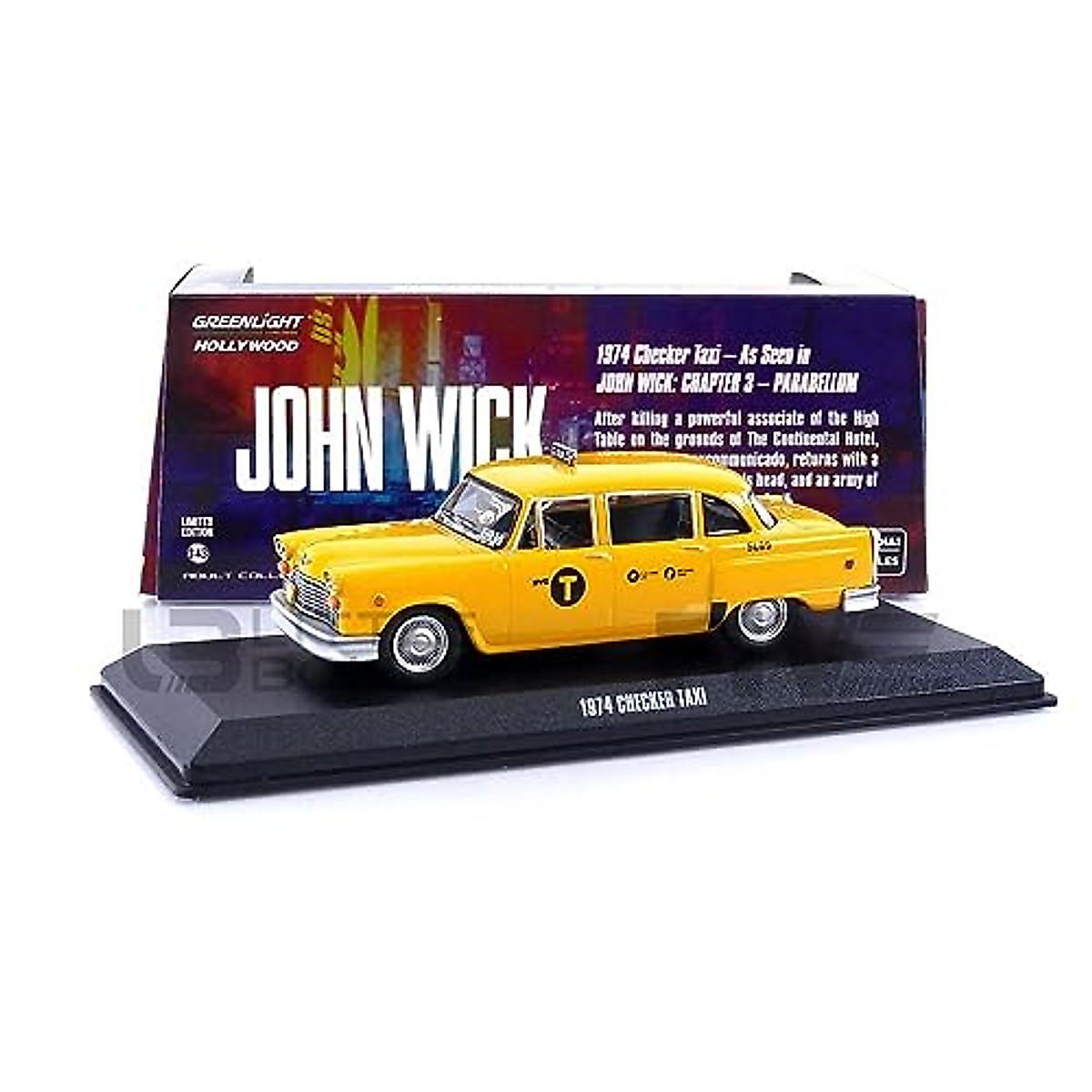 Greenlight 1:43 John Wick: Chapter 3 - Parabellum (2019) - 1974 Checker Motors Marathon A11 N.Y.C. Taxi #5L89 86607 [Shipping from Canada]
