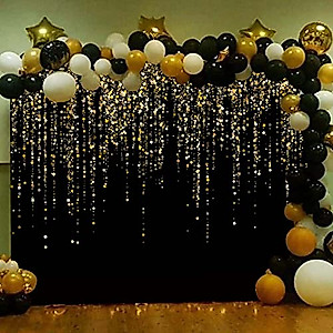 MAQTT 82" x 60" Black and Gold Bokeh Party Backdrop Photo Black and Gold Glitter Bokeh Sequin Spots Birthday Anniversary Photography Background Golden Sparkle Banner Photo Baby Bath Decoration