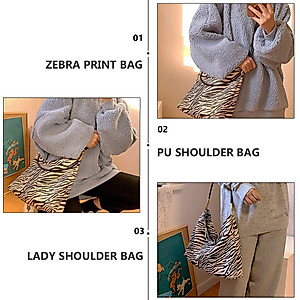 1pc Shoulder Bags Camera Shoulder Strap Zebra Print Bag Shoulder Handbags Black Tote Bag for Women Crossbody Bags for Women Lady Bag Pu Miss Pearlescent Underarm Bag White