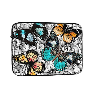 Beautiful Butterflies Flowers Vintage 13 inch Portable Laptop Sleeve Compatible with MacBook Air Notebook Computer Case for Men Women College School Students