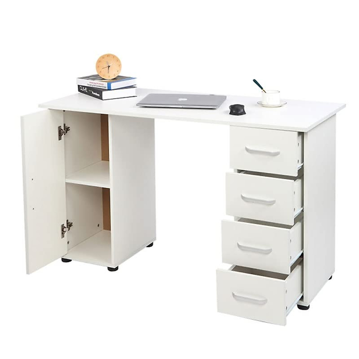 CZDYUF Door Four Drawer Computer Desk White