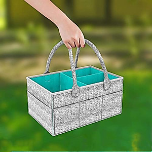 AIMIUKIDS Diaper Caddy - Nursery Storage Bin and Car Organizer for Diapers and Baby Wipes Gift Registry For Baby Shower, Nursery Organizer, Neutral Baby Gift Basket, Changing Table Organizer Green