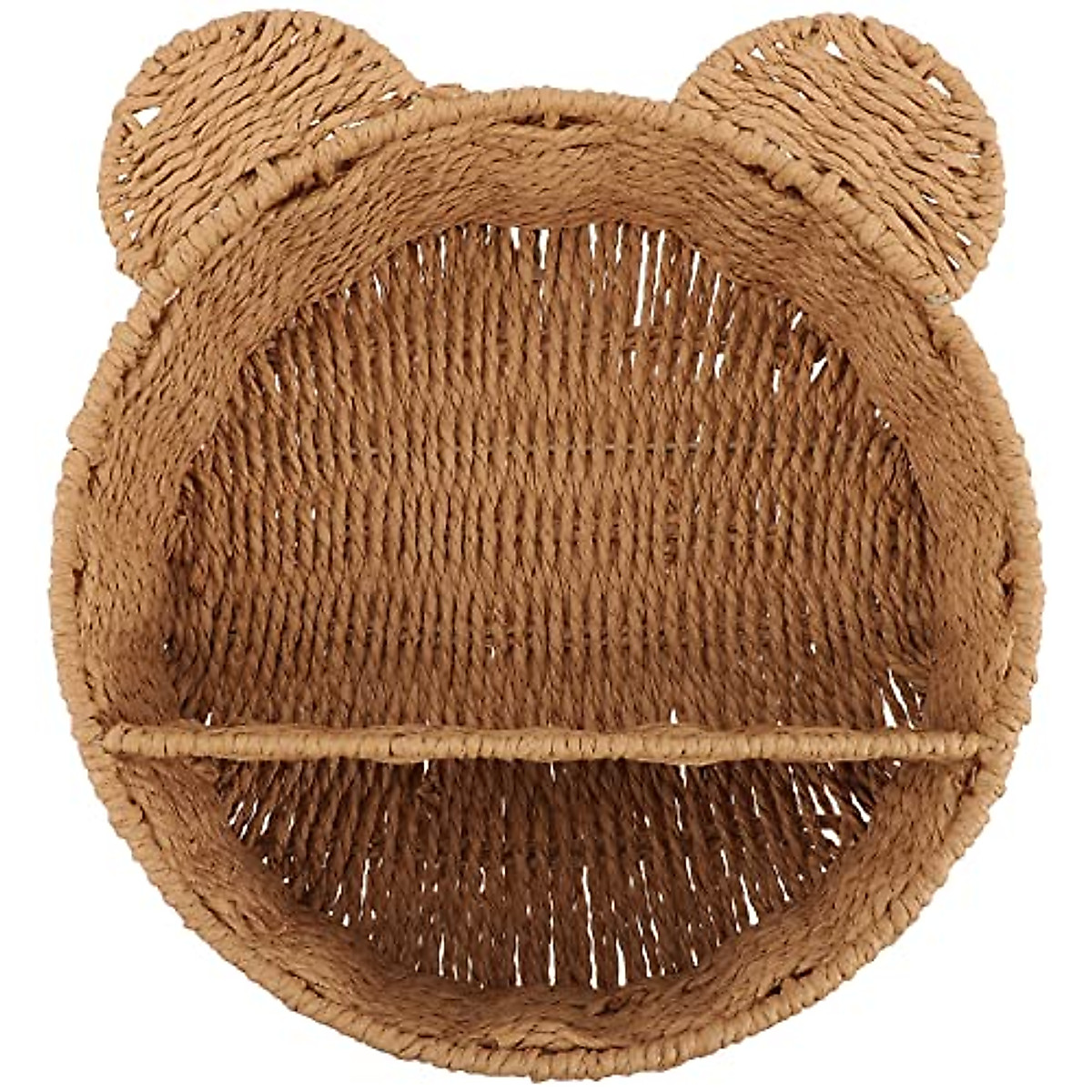 Beavorty Floating Shelves Rattan Woven Wall Shelf Hanging Storage Basket Cute Cat Shape Wall Mounted Shelves Decorative Storage Rack for Photo Frames Small Plants Home Decor