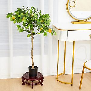 Geetery 2 Pcs 10 Inch Wooden Plant Stands, Chinese Fishbowl Display Stands Indoor, Oriental Style Indoor Furniture Plant Stand Vase Stand Accessories Decor