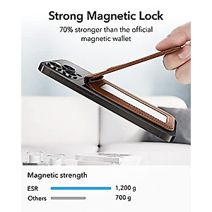ESR Magnetic Wallet (HaloLock), Compatible with MagSafe Wallet, iPhone Wallet with Adjustable Stand, for iPhone 15/14/13/12 Series, Not for iPhone 13/12 mini, 3 Card Holder, Vegan Leather, Brown