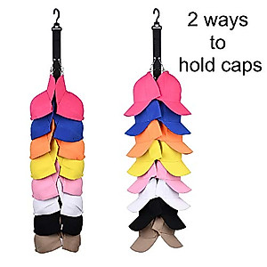 LEVOSHUA Closet Hanging Cap Organizer, 16 Baseball Cap Rack, Closet Hook Cap Holder Hat Storage Organizer - Keep Hats Cleaner Than a Hat Rack (1 Pack)