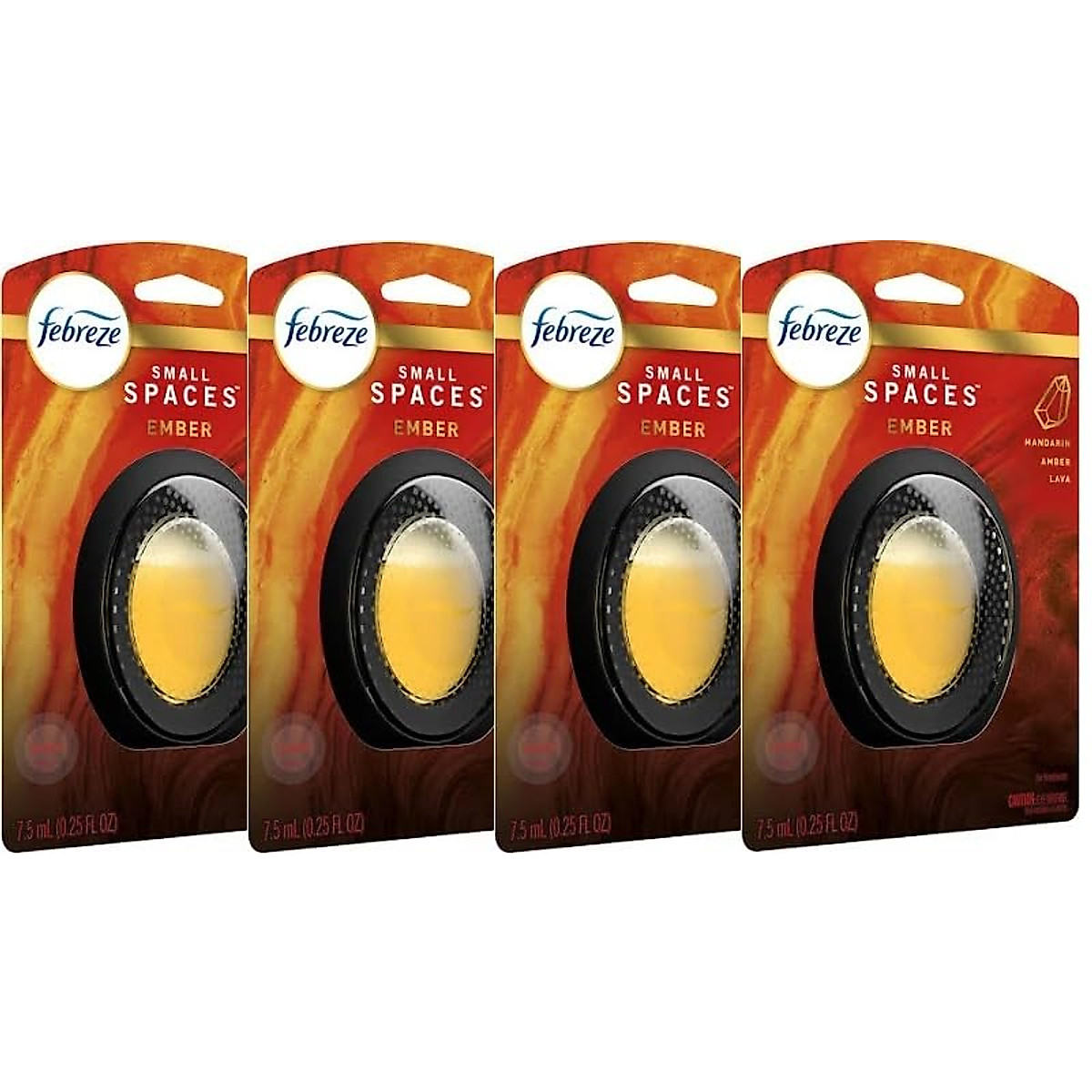 Febreze Small Spaces, Plug in Air Freshener Alternative for Home, Odor Fighter Air Freshener, Ember Scent, .25 fl oz, Pack of 4