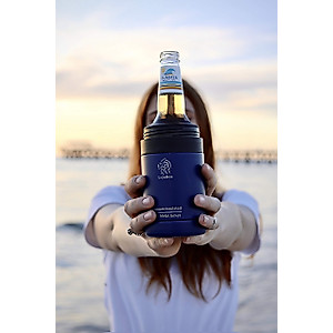 LionRox Chillax12 Beer Bottle and Can Insulator | Fully Vacuum Insulated Double Walled Stainless Steel Beer Bottle and Can Cooler | Beer Bottle and Can Holder (Navy Blue)
