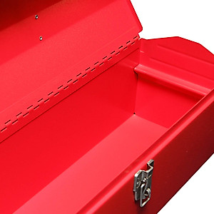 BIG RED TB101 Torin 19" Hip Roof Style Portable Steel Tool Box with Metal Latch Closure and Removable Storage Tray, Red, 19.1" x 6.1" x 6.5"