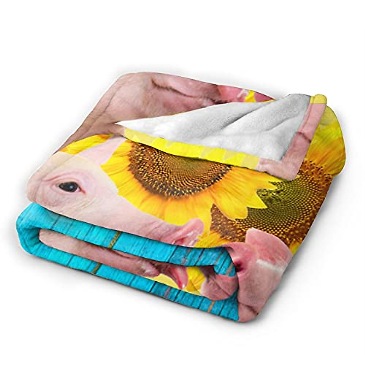 Gadimen 3D Pigs Sunflower Throw Blanket, Super Soft Lightweight Flannel Fleece Blankets for Bed Couch Sofa, All Season Warm Cozy Fuzzy Plush Microfiber Blanket for Hot Sleepers 60x50 inches