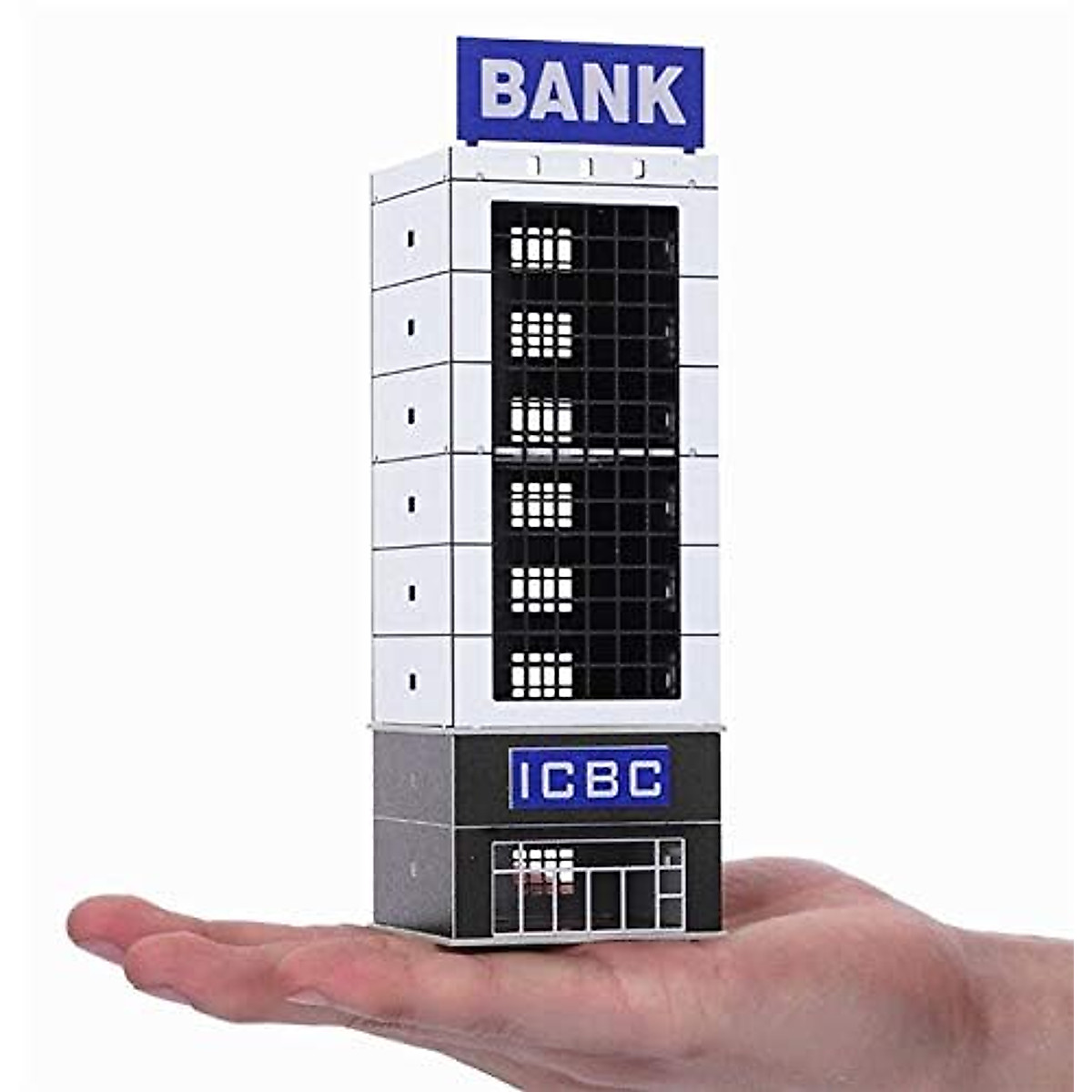 EatingBiting N Scale 1/150 1/144 Outland Sand Table Modern Bank Skyscraper Building Model Realism Scene for DIY Sand Table Garden Micro Landscape Ornaments Decor Supply Player Spray Painting
