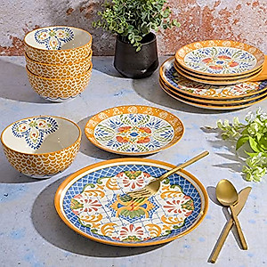 Laurie Gates by Gibson Hand Painted Tierra Mix and Match Dinnerware Set, Service for 4 (12pcs), Mosaic