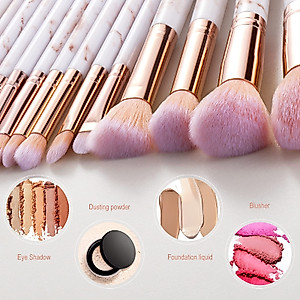 16PCs Marble Makeup Brushes Set Premium Synthetic Face Eye Lip Make Up Brush Kits for Foundation, Powder,Eyeshadow,Eyebrow,Eyelash,Eyeliner,Blending,Concealer,Contour,Highlight