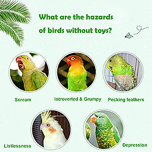 kathson 17 Packs Bird Toys Parrot Swing Chewing Toys, Hanging Bell Birds Cage Toys Colorful Toy for Small Parakeets, Conures, Cockatiels, Macaws, Finches, Love Birds