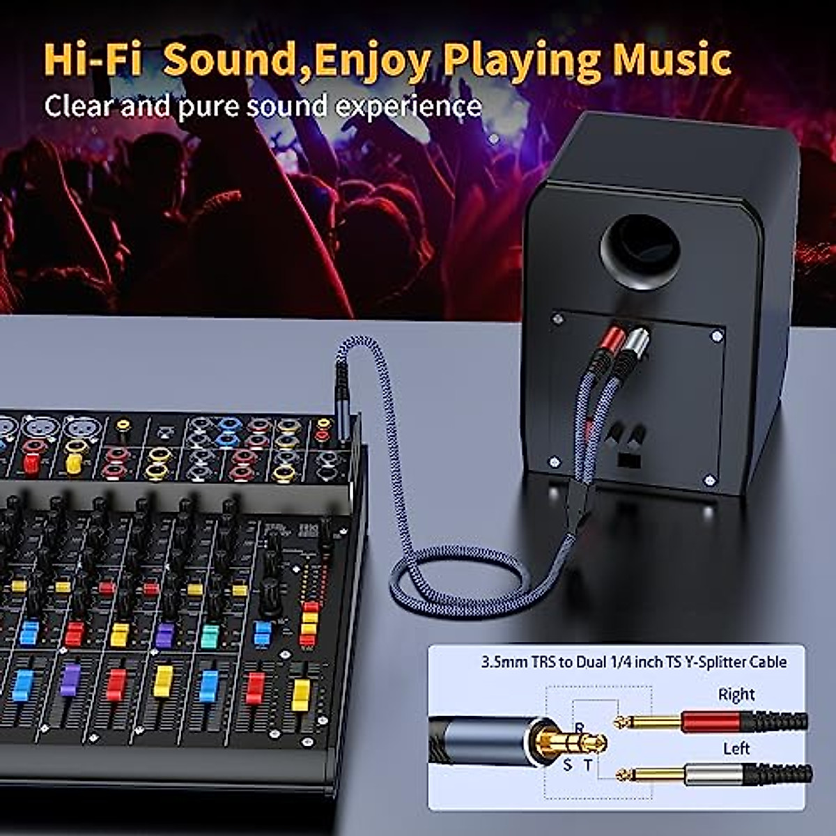 TAISUSAN 1/8 Stereo to Dual 1/4 Mono Cable 20ft, 3.5mm to Dual 1/4 Cable, 1/8 inch TRS Stereo to Dual 1/4 inch TRS Splitter