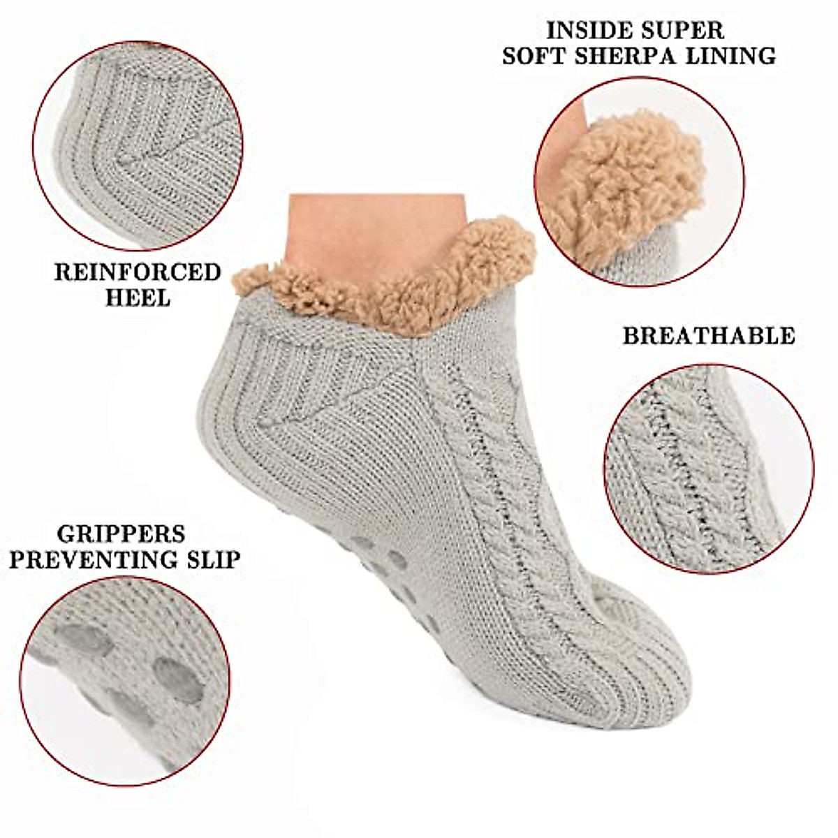 OLIVE OLIVIA Men's Sherpa Fluffy Fleece Socks,Increbible Soft Warm Cozy Fuzzy chrismas socks (Gray)