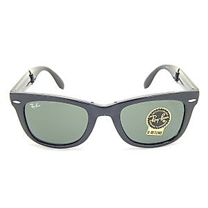 New Ray Ban Folding Wayfarer RB4105 601 Glosssy Black/Green 50mm Sunglasses