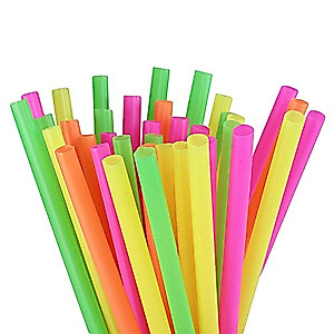 S & L Straw Co – 8.5 in long, .43 in in diameter. Bulk Pack - 100 Assorted Neon Plastic Drink Straws - Disposable Kid Friendly, Colorful Party Straws - Great for milkshakes & smoothies! (Neon, 8.5)…
