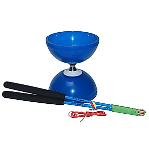 Flight Pro Triple Bearing Medium 5” Blue Chinese Yoyo Diabolo Toy with Carbon Sticks