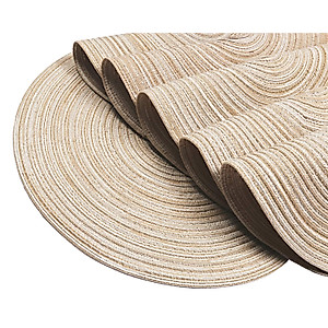 SHACOS Round Braided Placemats Set of 4 Round Table Mats for Dining Tables 15 inch Washable (Beige, 4)