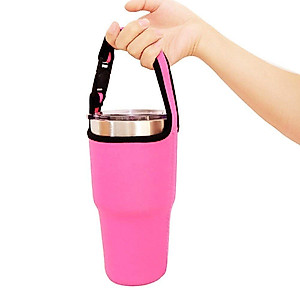 Gzingen 4 Pack Tumbler Carrier Holder with Shoulder Strap,for 30oz Travel Insulated Tumbler Coffee Cup,Water Bottle Carrier with Strap Portable Neoprene Sleeve Water Bottles Cup Carrier Pouch