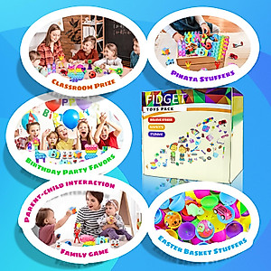 200 pcs Party Favors for Kids, Fidget Toys Pack, Stocking Stuffers, Easter Basket Stuffers, Birthday Gift Toys, Prize Box Toys, Treasure Box Birthday Party, Goodie Bag Stuffers, Carnival Prizes, Pinata Filler Stuffers Toys for Classroom, Assortment Party