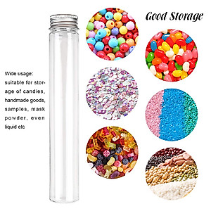 DEPEPE 18pcs 115ml Clear Flat Plastic Test Tubes with Screw Caps 30 x 180mm with 3 Funnels and 1 Brush, Large Test Tubes Containers for Bath Salt Candy Storage