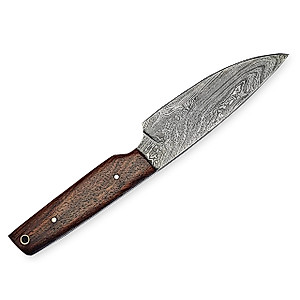 Handmade Full Tang Damascus Steel Fixed blade Knife, Hunting Knives Bushcraft knife- Skinning Knife-EDC With Rose Wood Handle and Real Leather Sheath