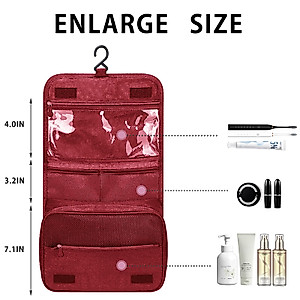 YUNZSXJY Hanging Toiletry Bag Large Capacity Hanging Toiletry Bag for Women and Men Waterproof Travel Cosmetic Bag with Sturdy Hook (Red)
