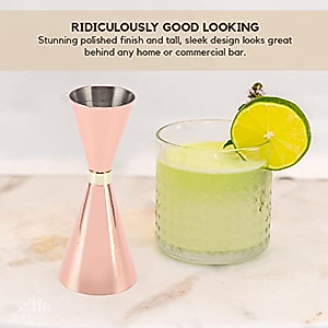HOHXFYP Jigger,Stainless Steel Double Layer Desig Double Jigger,30mm to 60mm one Handed Operation Jigger for Bartending Use,Adopts Professional Welding Structure(30mm to 60mm-Pink)