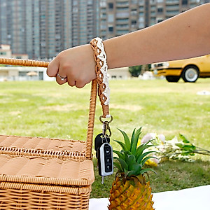 Poagoep Boho Macrame Keychain Bracelet Handmade Wristlet Keyring Holder Wrist Lanyard for Women Girls(1)