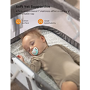 besrey Bassinet for Baby, 3 in 1 Portable Baby Bassinets, Rocking Cradle Bed, Easy Folding Bedside Sleeper Crib, Quick-Fold for Newborn Infant, up to 33 lb Compact Storage, Mattress and Net Included