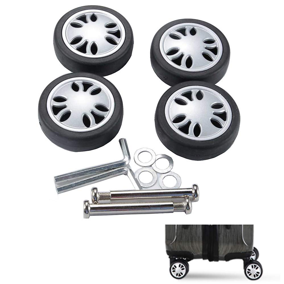 Miayaya Suitcase Wheels Replacement 360 Spinner 50x15mm Kits Luggage Travel Wheel Double Accessories Universal Rubber Swivel Trolley Casters Bearings Repair Tools Set Rotating Flexible Quietness 2Pack