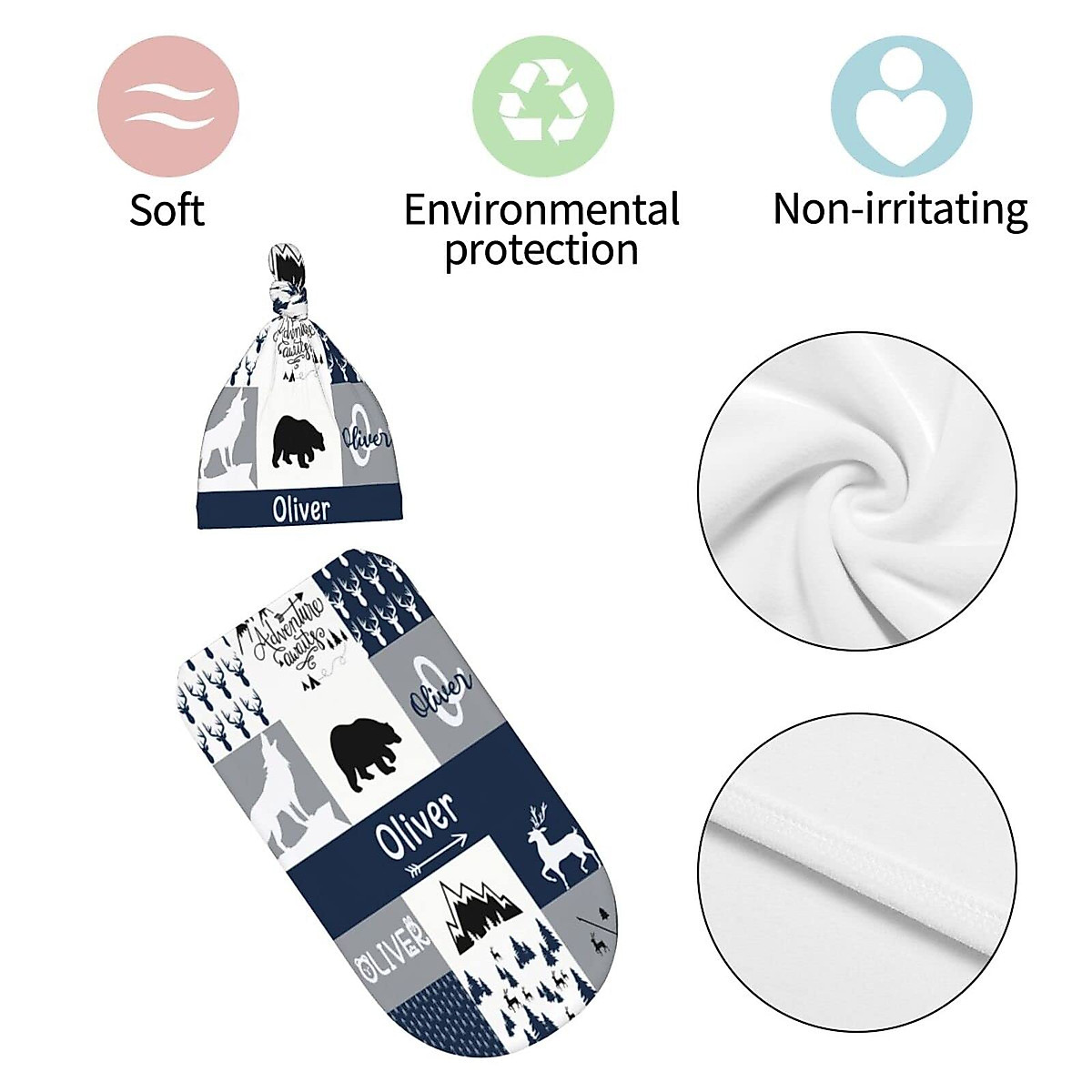 Personalized Baby Swaddle and Hat for Newborn Baby Girls Boys with Name Custom Baby Blankets for Girls Boys Personalized Custom Baby Blankets Personalized Baby Items Girls Boys Gifts