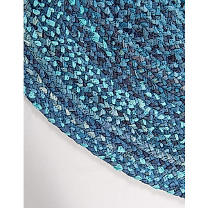 Unique Loom Braided Chindi Collection Area Rug - Layer (3' 3" x 5' 1" Oval, Blue/ Navy Blue)