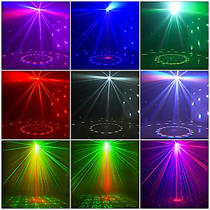 Disco Light Party Light, Missyee DJ Lights 4 in 1 with Disco Ball, LED Pattern Lights, Strobe Light, Sound Activated Stage Lights Compatible with DMX Control for Home Dance Wedding Event Party