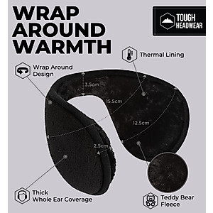 Tough Headwear Ear Muffs - Earmuffs for Men & Women - Fleece Ear Warmers & Behind the Head Ear Muffs