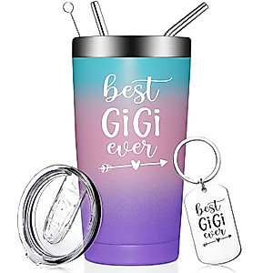 Fufandi Best Gigi Ever - Gigi Gifts for Grandma - Funny Christmas Gifts for New Grandma, Nana, Soon To Be Gigi, World's Best Gigi Tumbler Cup (20oz, Glitter Bubble Gum)