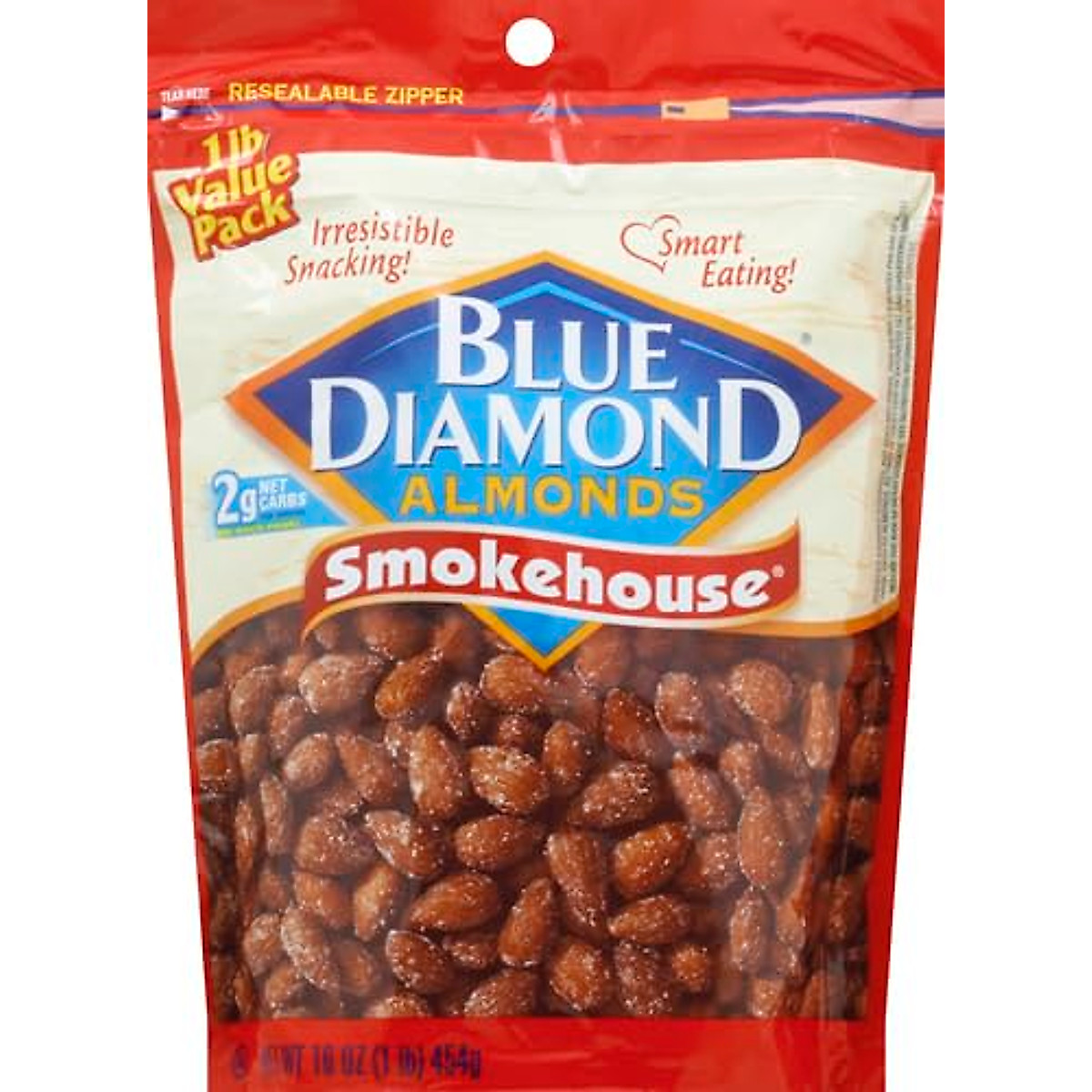 Blue Diamond Almonds Gluten Free Smokehouse Flavored Snack Nuts, 16 Oz Resealable Bag (Pack of 1)