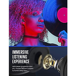 Cystereo Wireless Earbuds, Fusion Bluetooth 5.0 Earbuds, in-Ear Headphones with Mic, AptX, Deep Bass, IPX 7 Waterproof, Touch Control, CVC 8.0 Noise Reduction, USB-C Charging Case